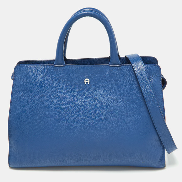 Etienne Aigner | Bags | Aigner Blue Leather Cybill Tote | Poshmark